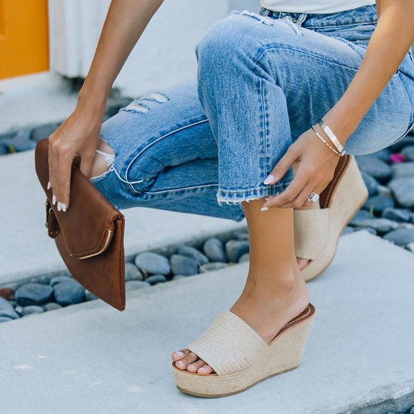 Soda | Shoes | New Natural Jute Raffia Open Toe Platform Wedge High ...
